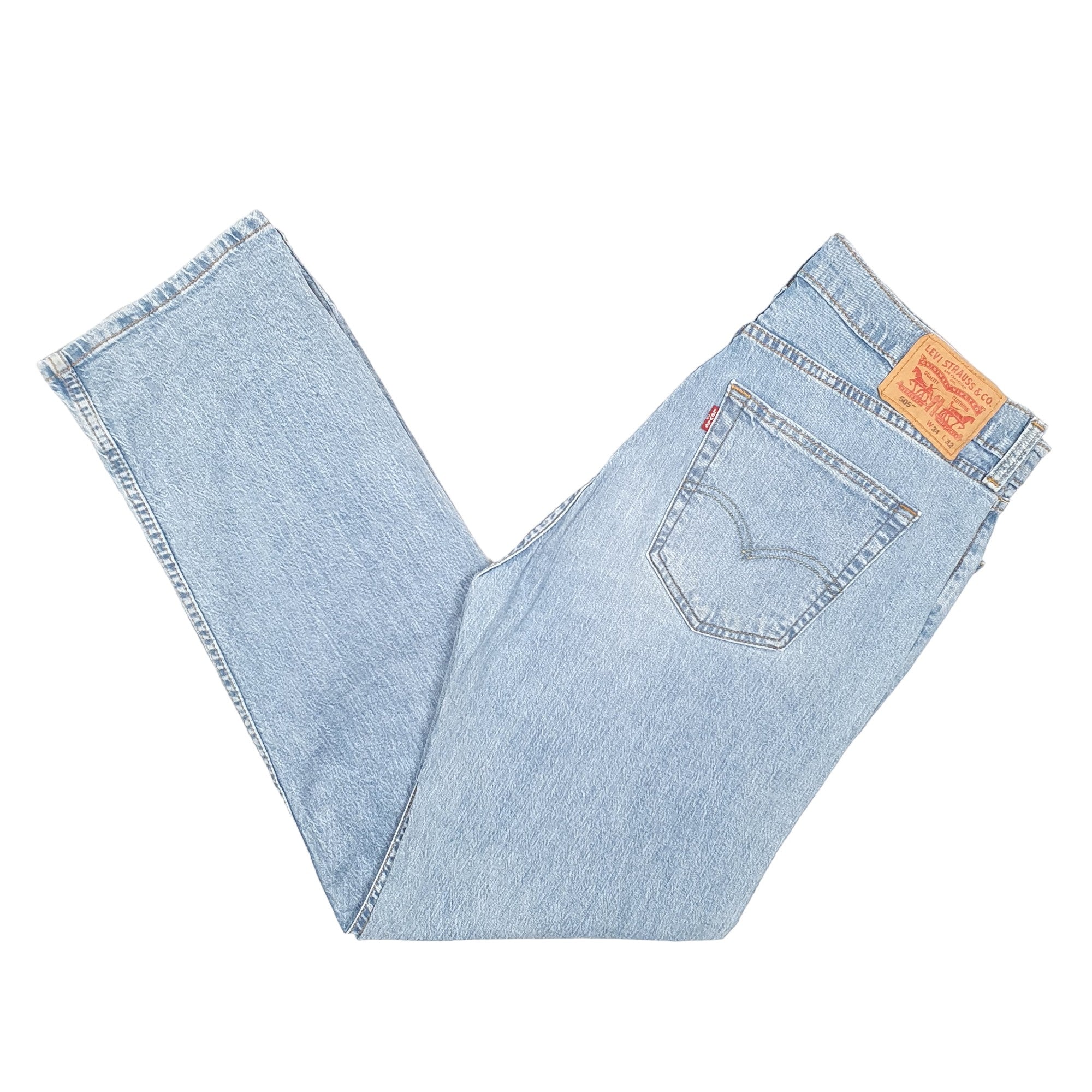 Mens Levis 505 Regular Fit Blue Stretch Jeans W34 L32 – Bundl Clothing