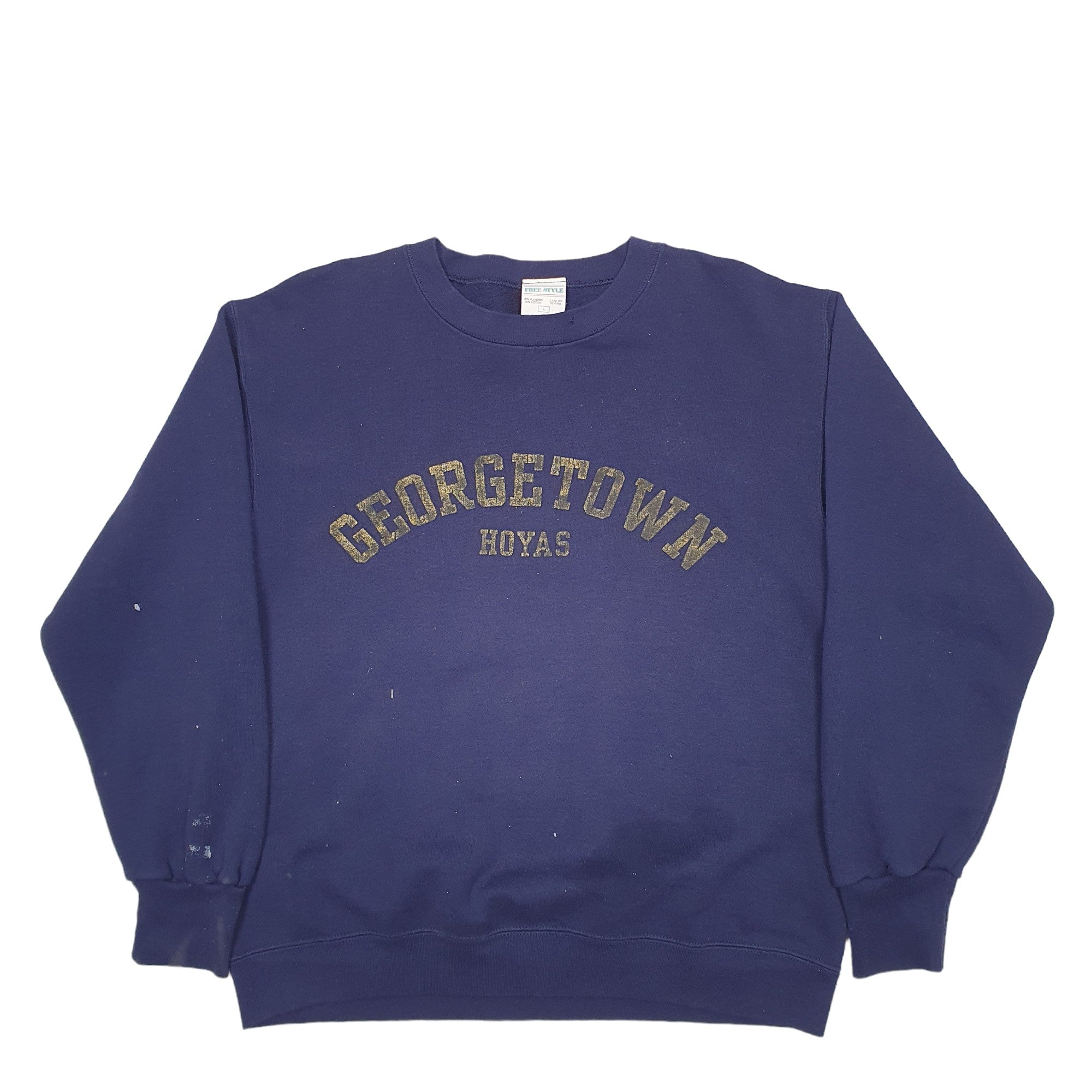 Mens Free Style Navy Crewneck Georgetown Hoyas Made In USA Jumper L ...
