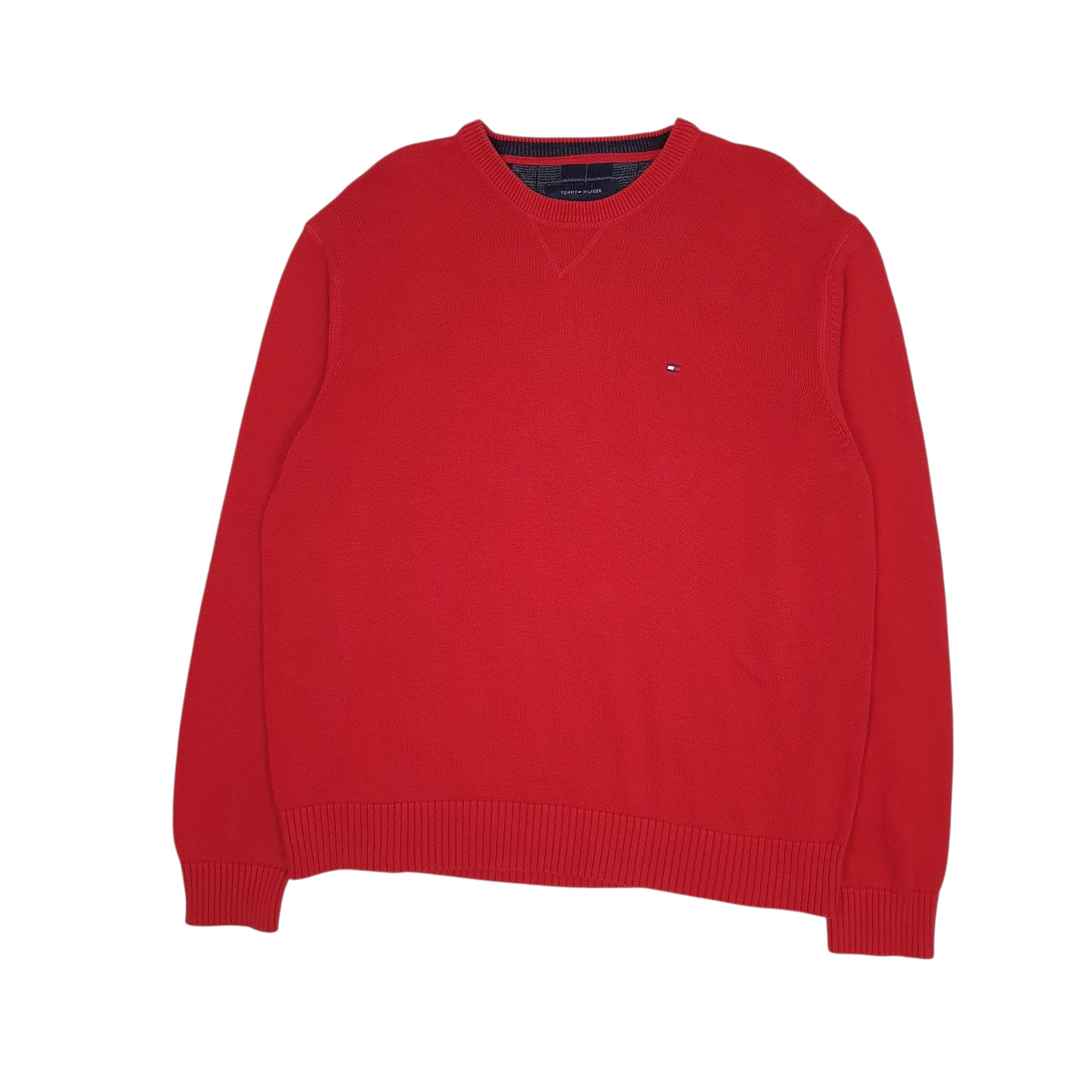 Mens Tommy Hilfiger Red Crewneck Heavy Knit Jumper XL – Bundl Clothing