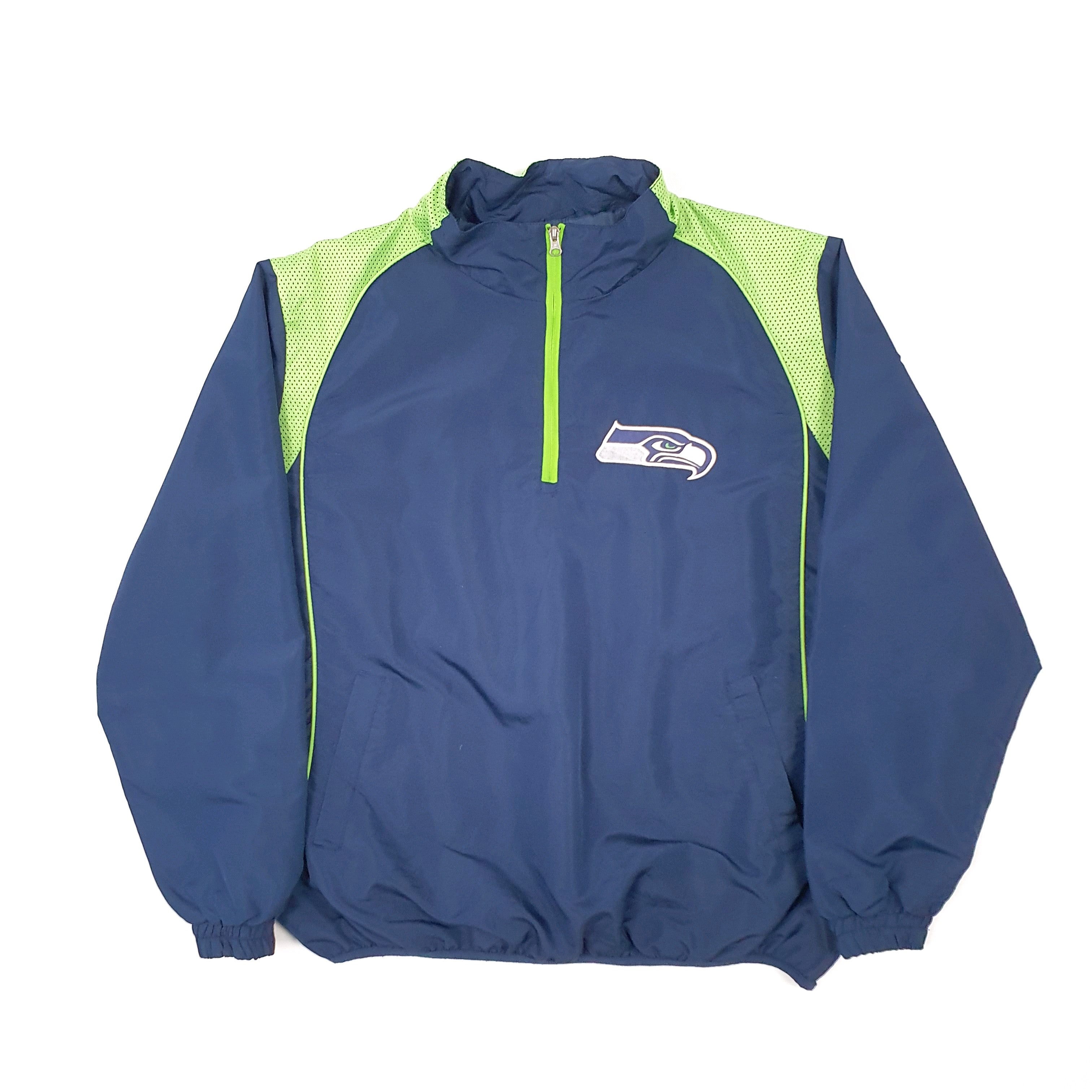 Mens NFL Seattle Seahawks USA Football Quarter Zip Pullover Windbreaker ...